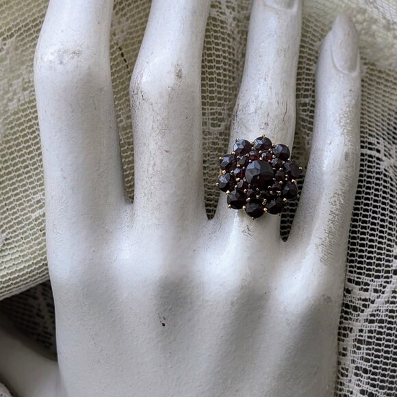 M-BE | Jewelry | Vintage K Yellow Gold Czech Rose Cut Bohemian Garnet ...